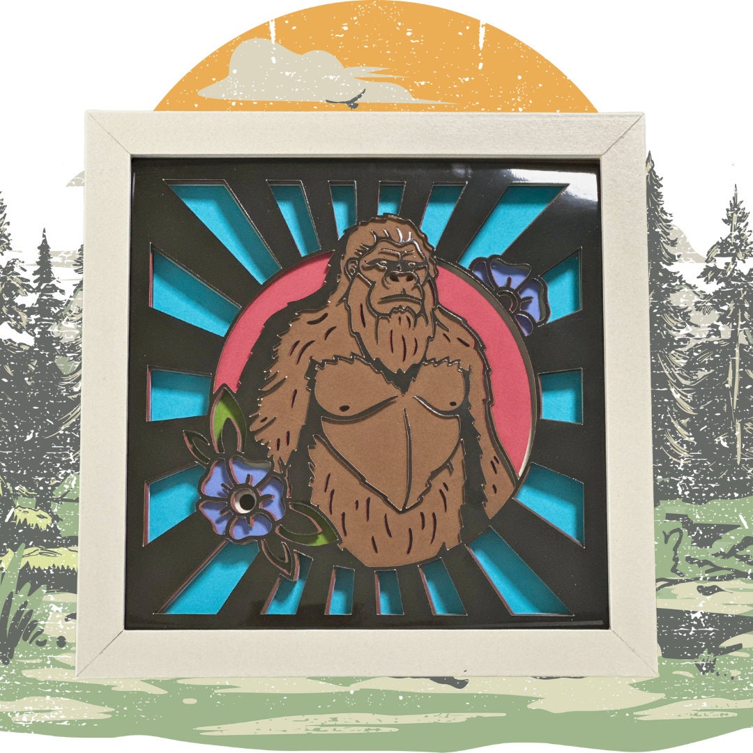 Pop Art 3D Layered Yeti, Sasquatch, Bigfoot, 8" X 8" Framed Shadowbox ...