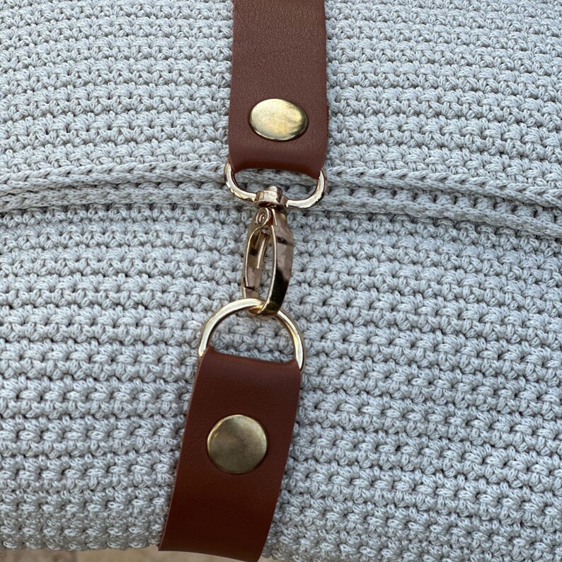 Cream Macrame Clutch With Leather Strap Closure -handmade Cream Macrame ...