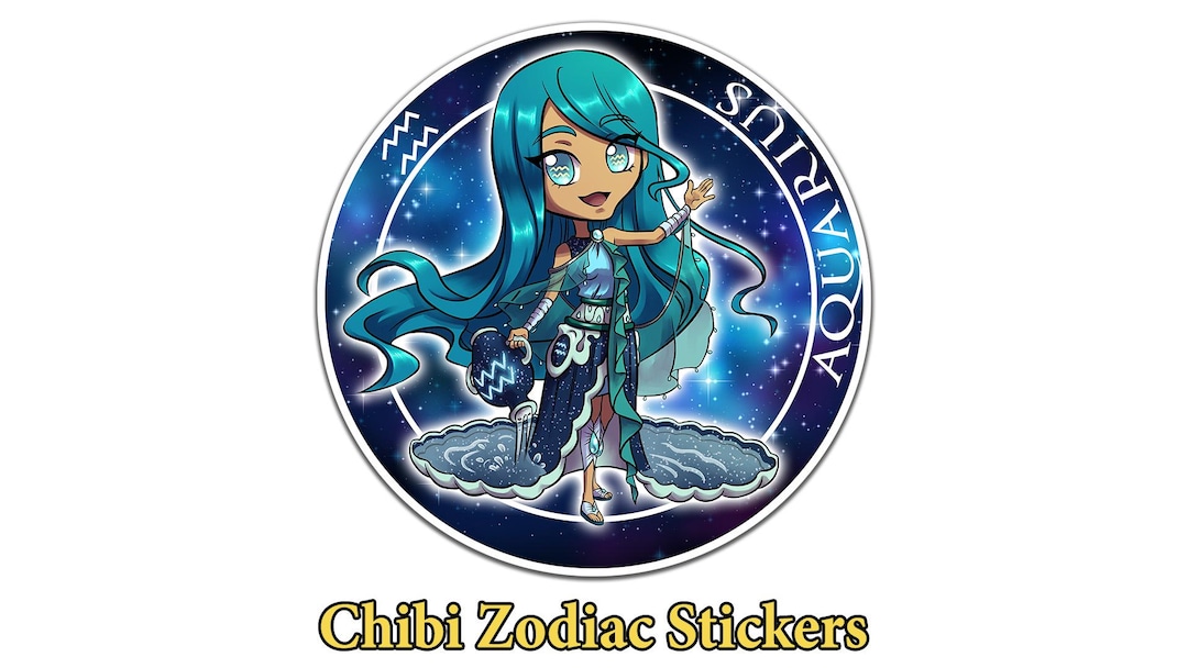 Chibi Zodiac Sticker Holographic Anime Astrology Aquarius Aries Cancer ...