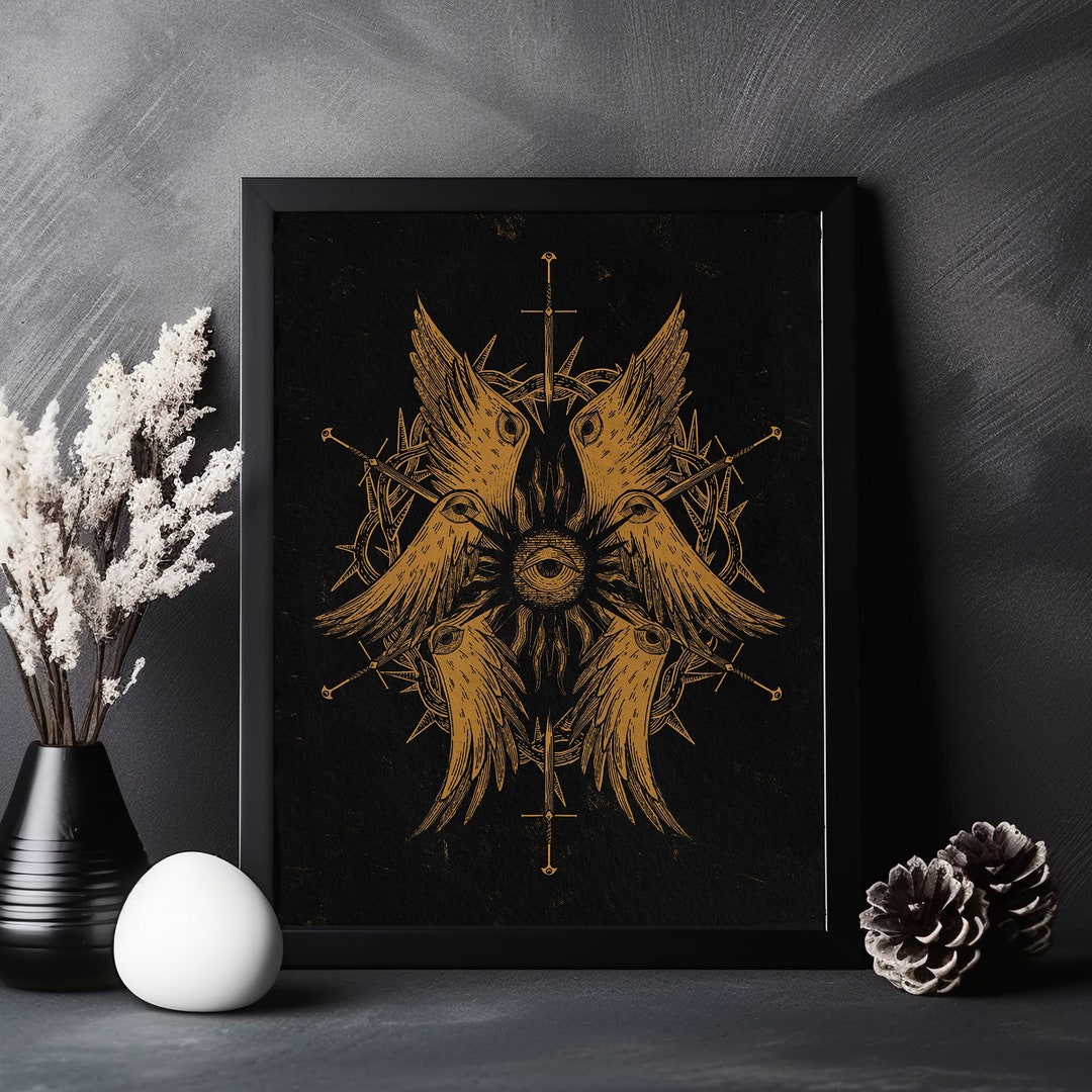 Seraphim Biblically Accurate Angel Dark Illustration Gothic Wall Decor ...