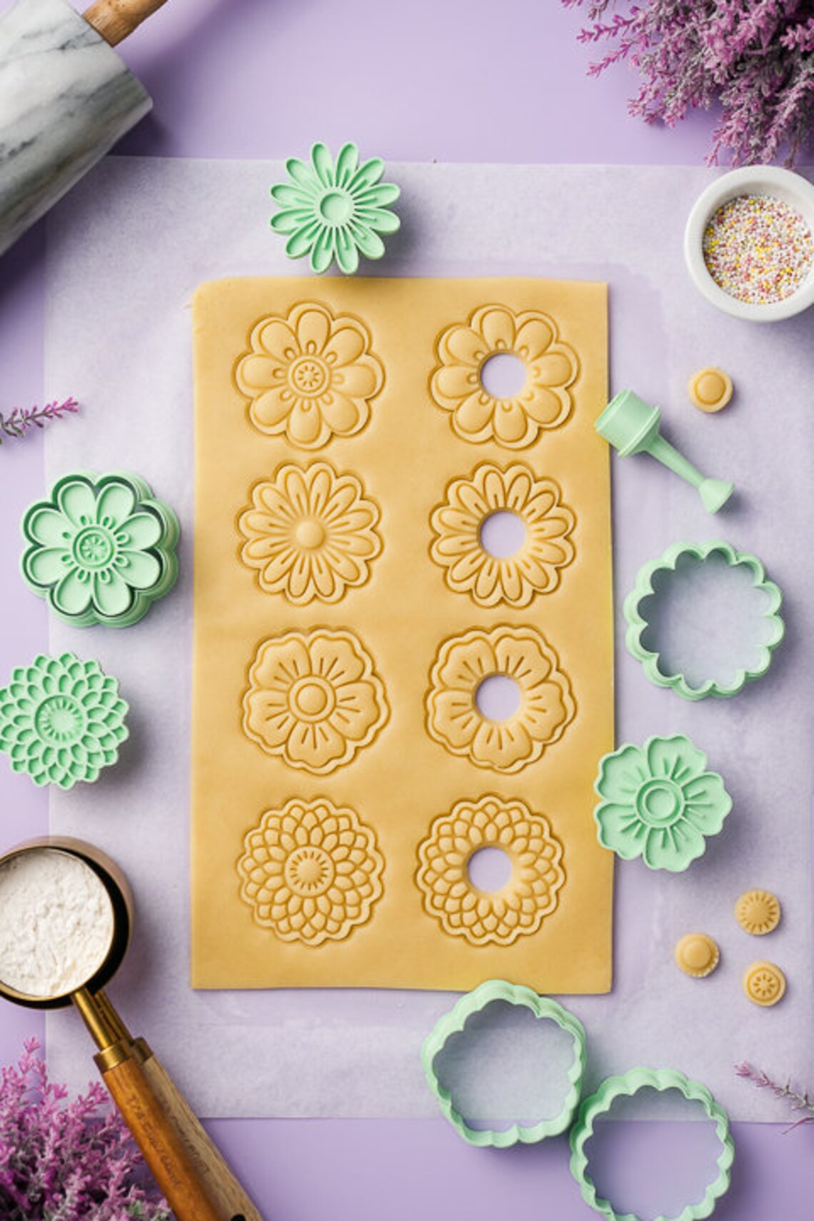 Spring Flowers Cookie Cutter & Stamps Set Perfect for Linzer Cookies ...