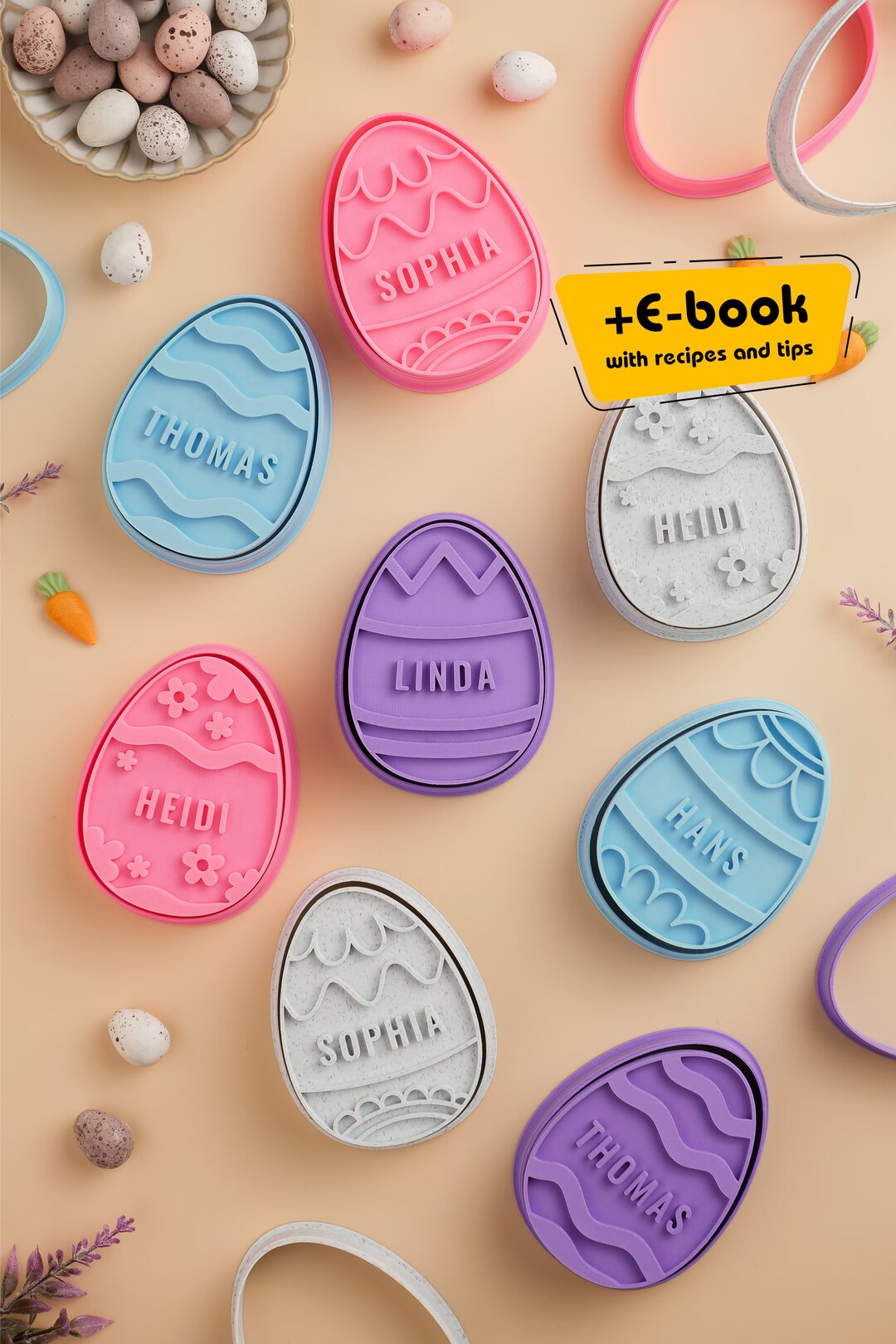 Personalized Easter Egg Cookie Cutter, Custom Name Egg-shaped Cookie ...