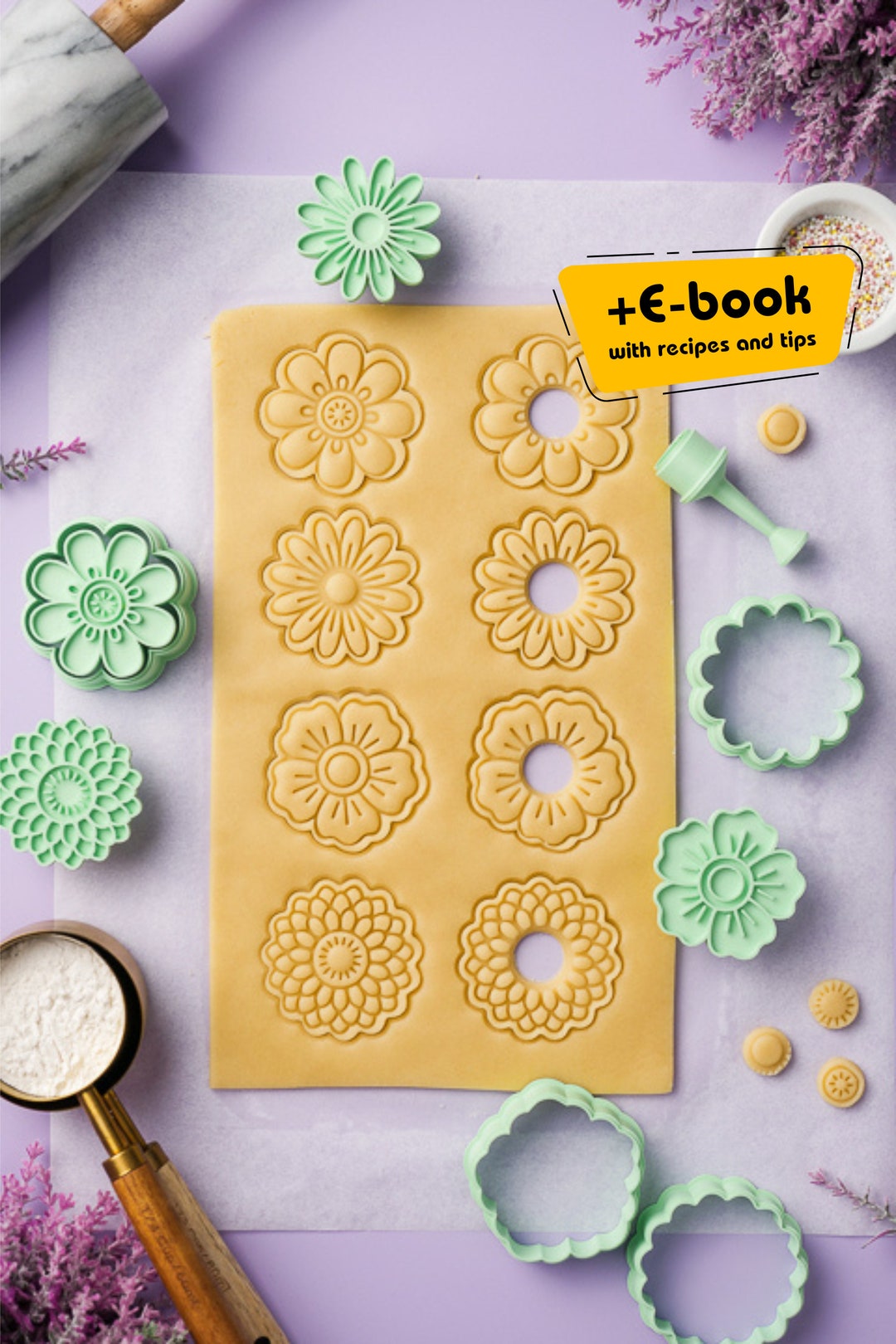 Spring Flowers Cookie Cutter & Stamps Set Perfect for Linzer Cookies ...