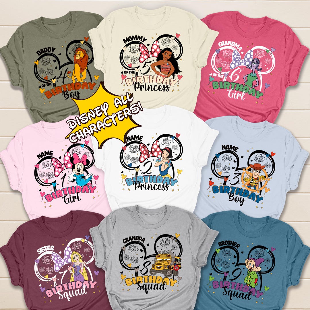 Personalized Birthday-themed Shirts Featuring Your Favorite Disney ...