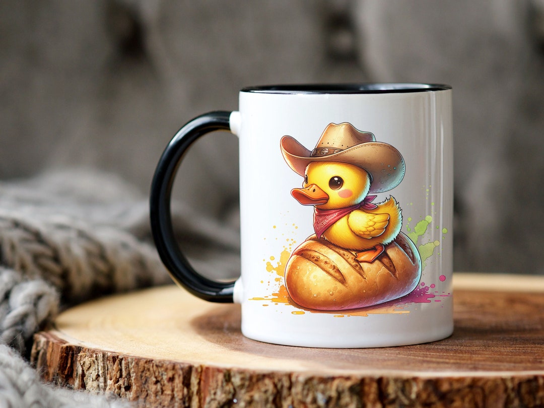 Western Cowboy Duck Mug Gift for Animal Lovers, Rubber Duck Art Mugs ...