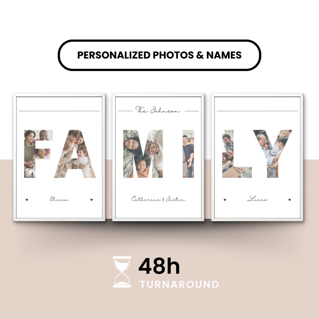 Decorative Family Sign Collage Personal Family Decor With Names ...