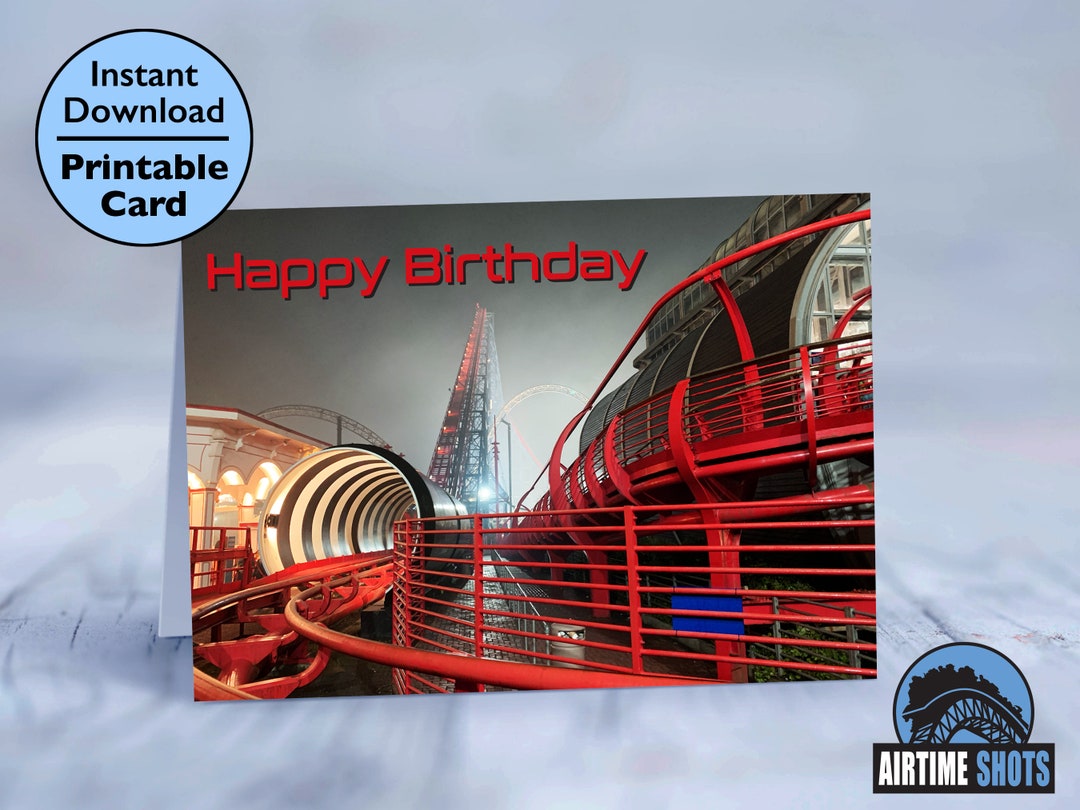 The Big One Birthday Card Printable Download Rollercoaster Theme Park ...