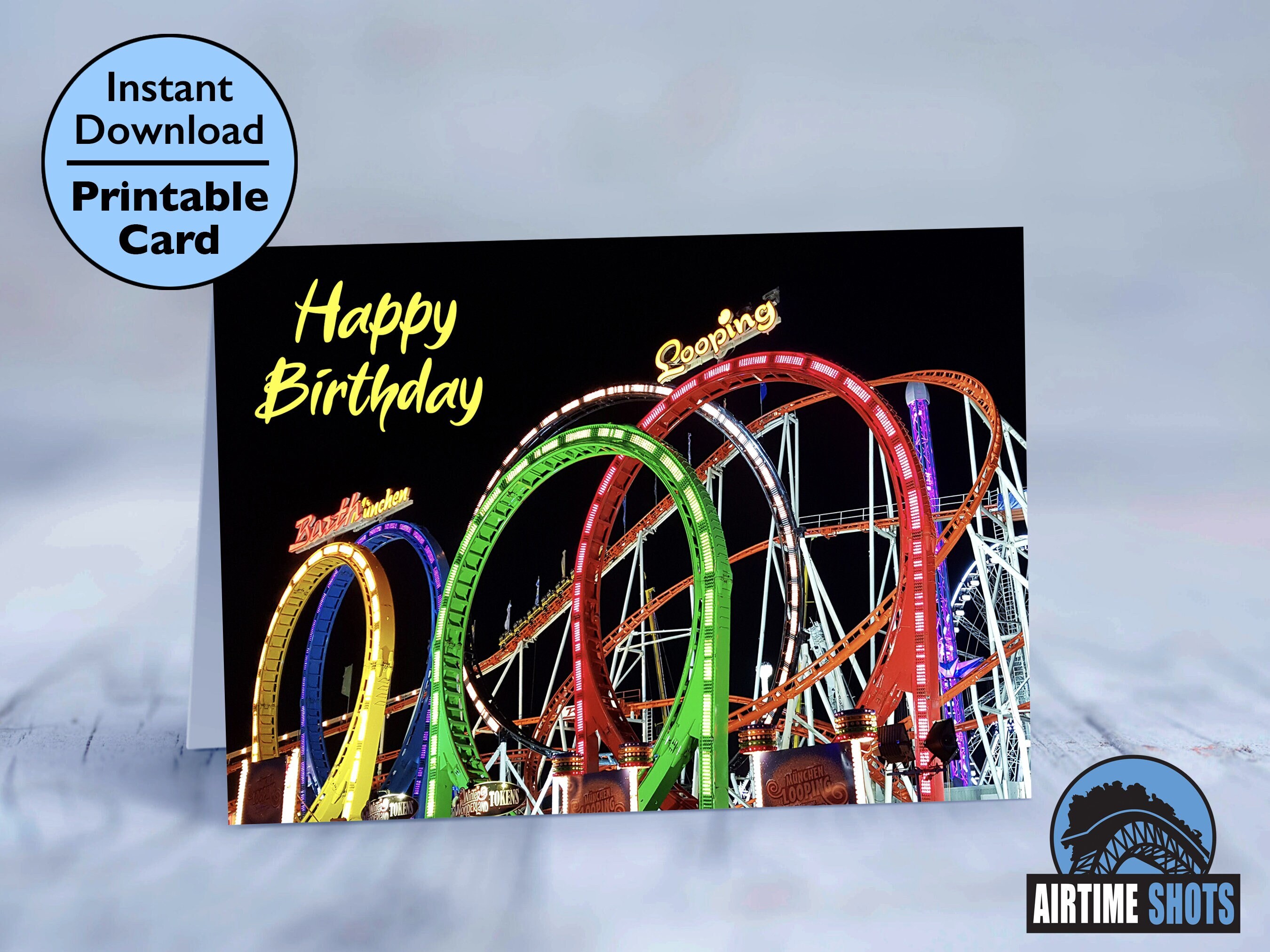 Rollercoaster Birthday Card Printable Download Olympia Looping Theme ...