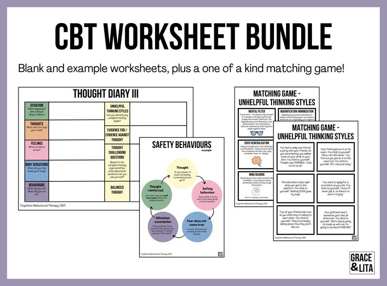 60 Cognitive-behavioural Therapy CBT Worksheets Counselling Tools ...
