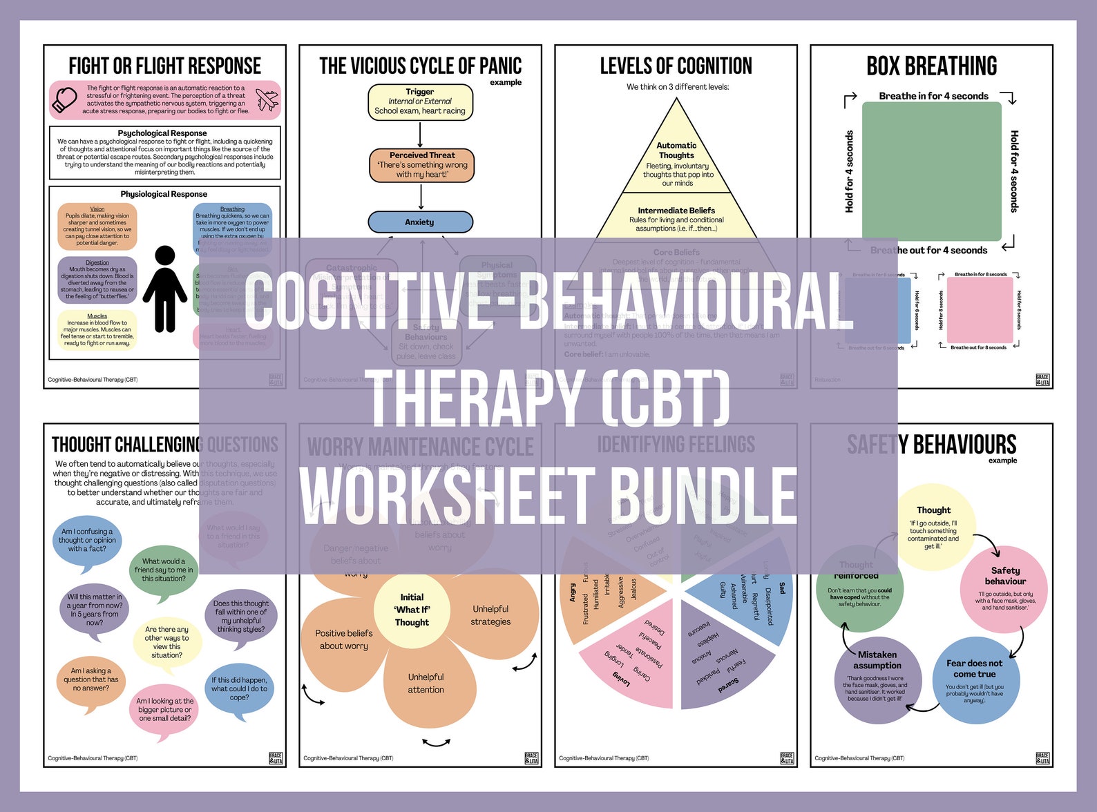 60 Cognitive-behavioural Therapy CBT Worksheets Counselling Tools ...