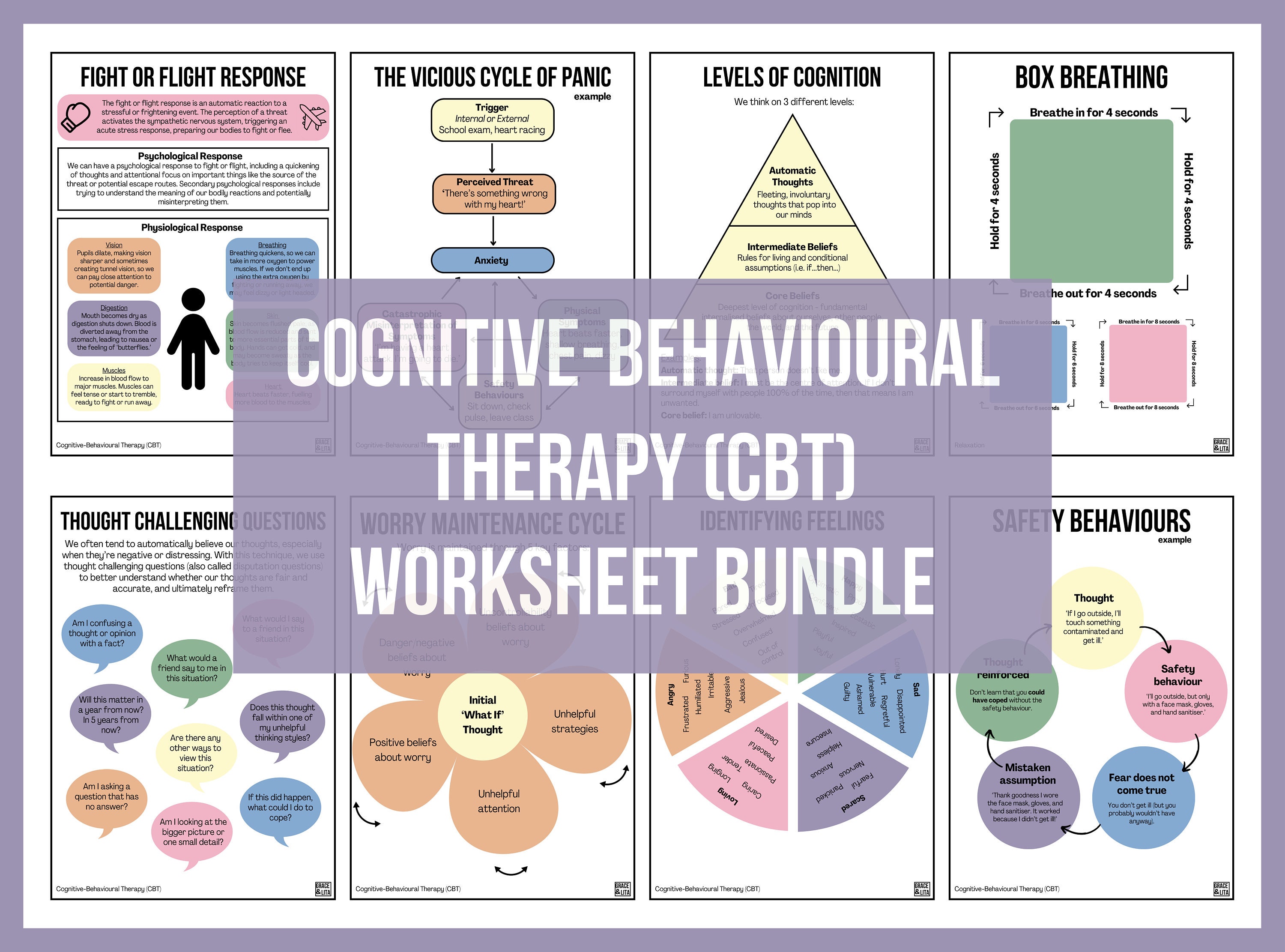 60 Cognitive-behavioural Therapy CBT Worksheets Counselling Tools ...