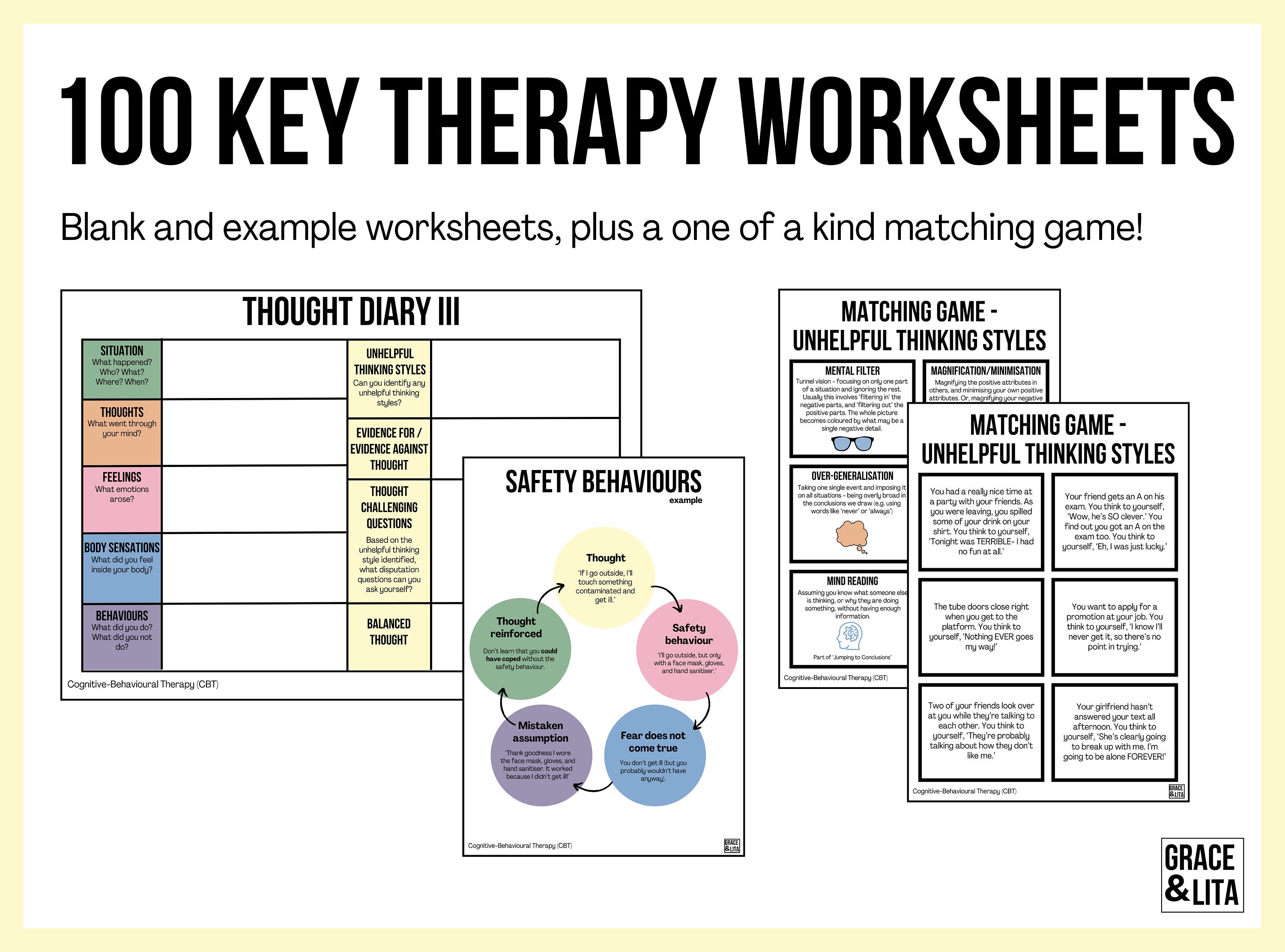 100 Key Therapy Worksheets Counselling Tools, Psychologist Resources ...