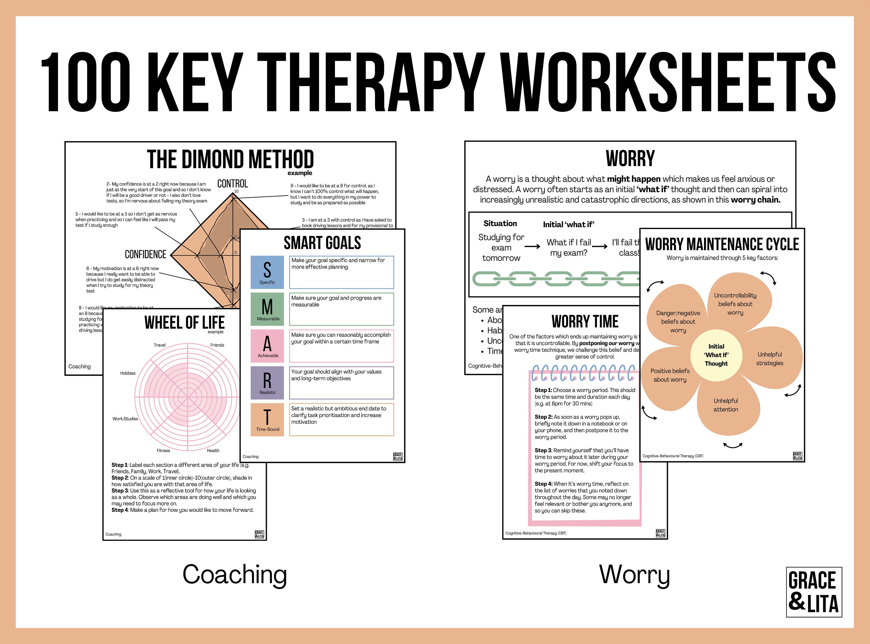 100 Key Therapy Worksheets Counselling Tools, Psychologist Resources ...