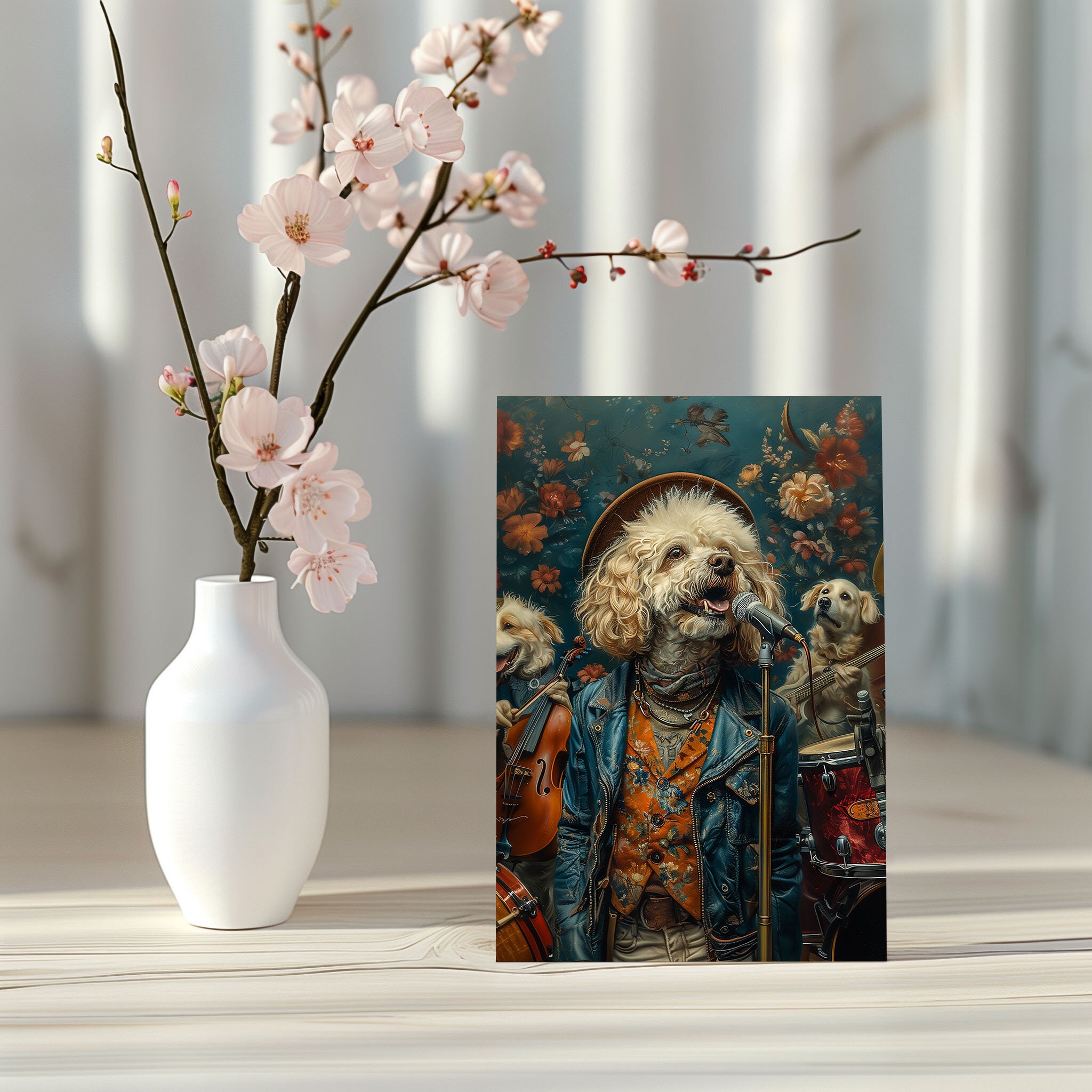 Poodle Singer - Paw-ty Invite, Singing Dog Card, Animal Invitation Card ...