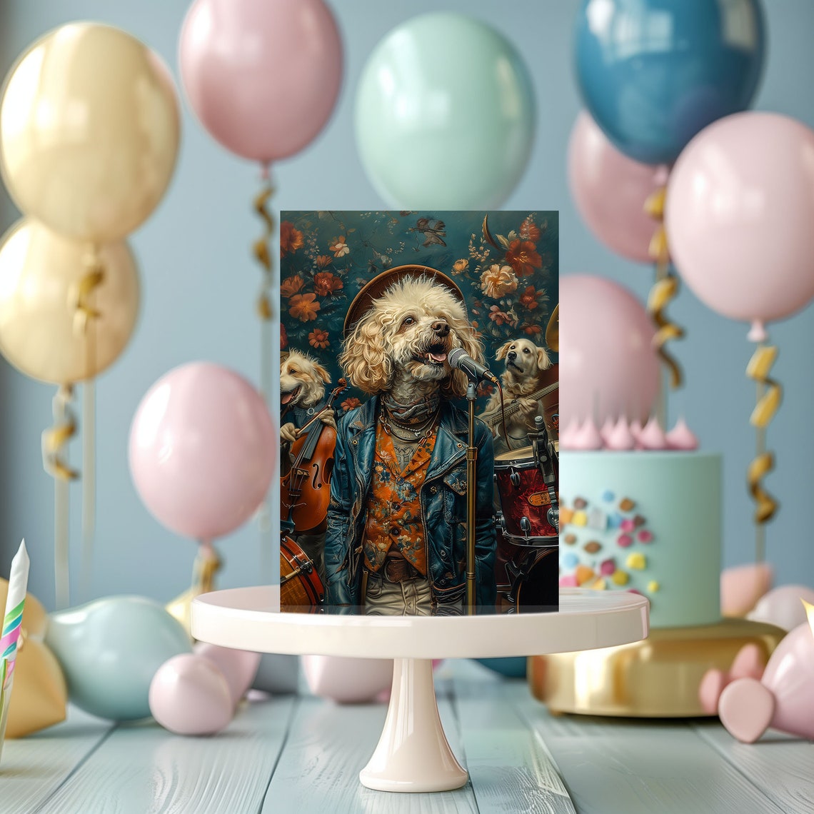 Poodle Singer - Paw-ty Invite, Singing Dog Card, Animal Invitation Card ...