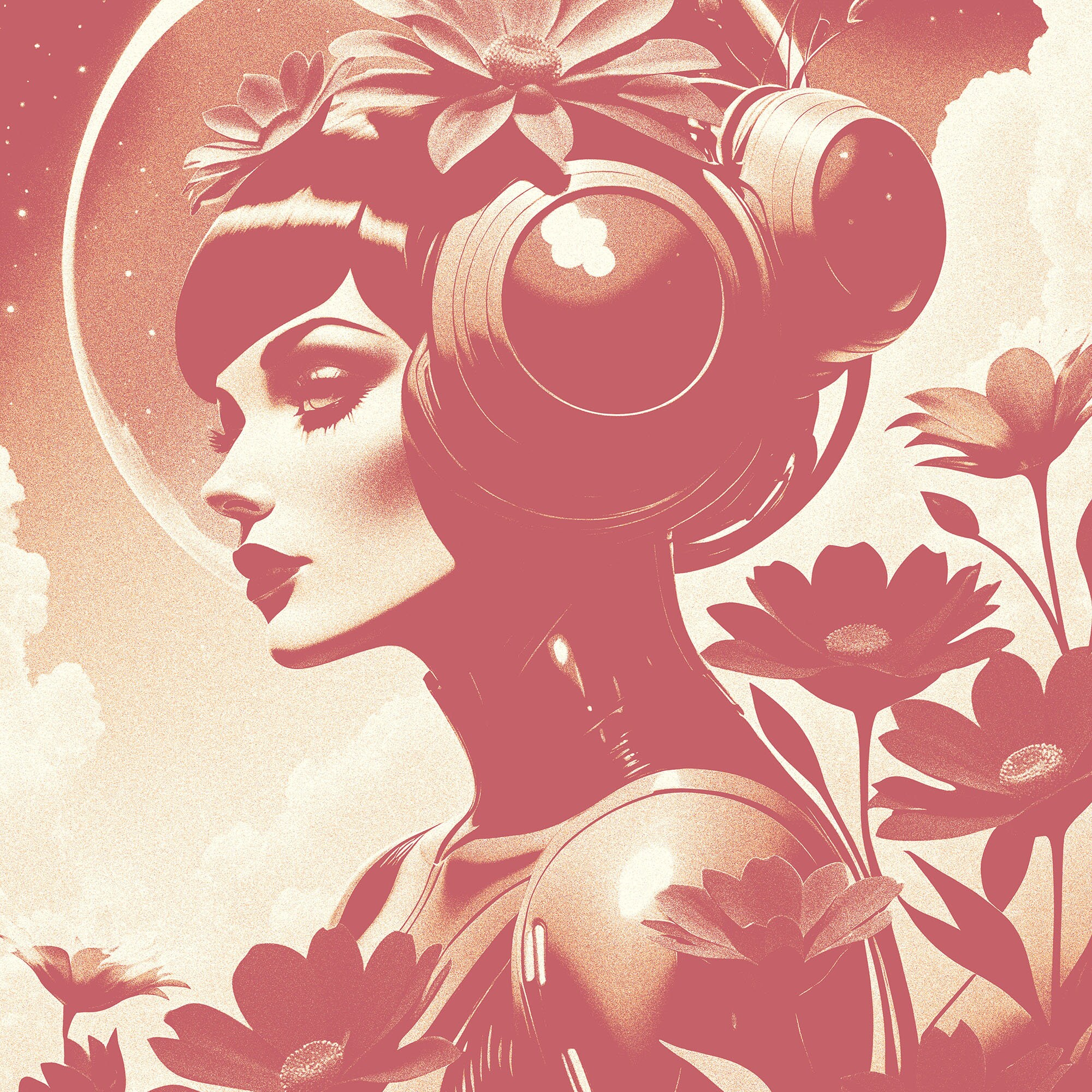 Retro Sci-Fi Wall Art Set N0. 1 : Feminine Portraits & Floral Delights ...