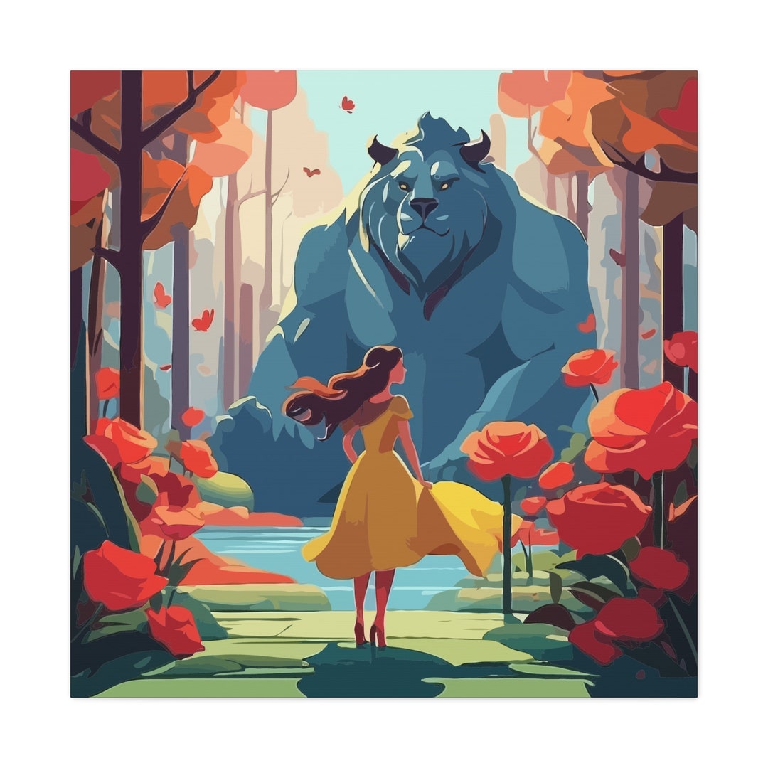 Beauty and the Beast Vector Wall Art Canvas Gallery Art Fantasy Theme ...