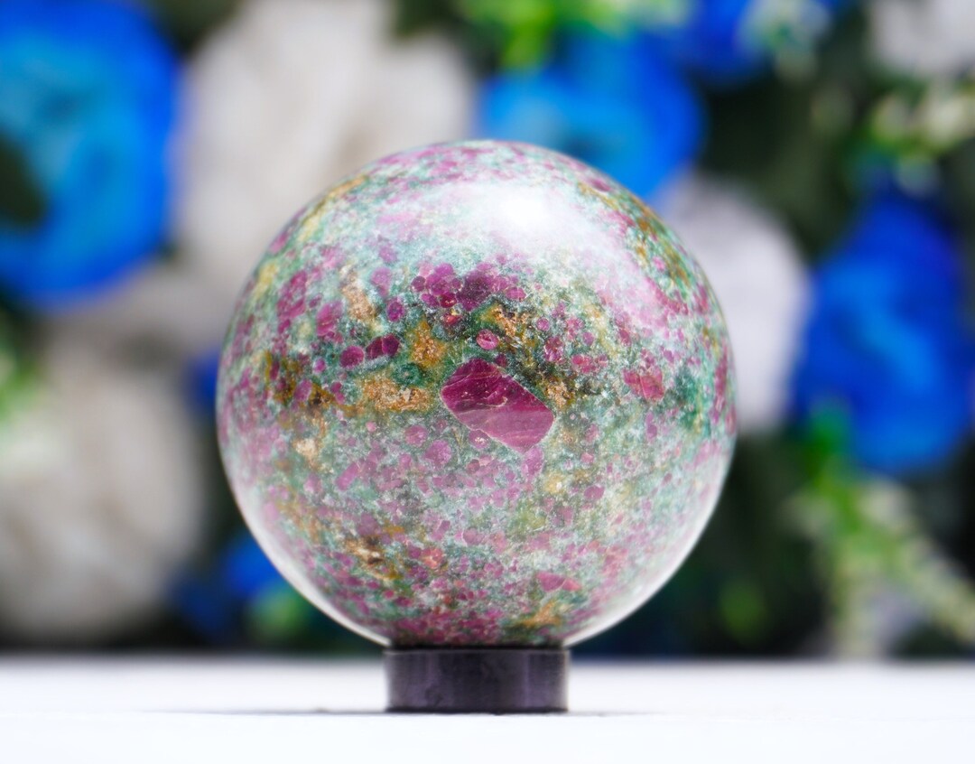 Large 65MM Pink Ruby in Fuchsite Stone Crystal Sphere Ball - Etsy