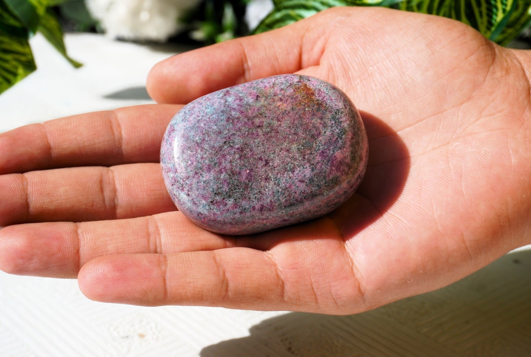 Natural | Blue Ruby Apatite | Palm Stone , Healing Stone , Metaphysical ...