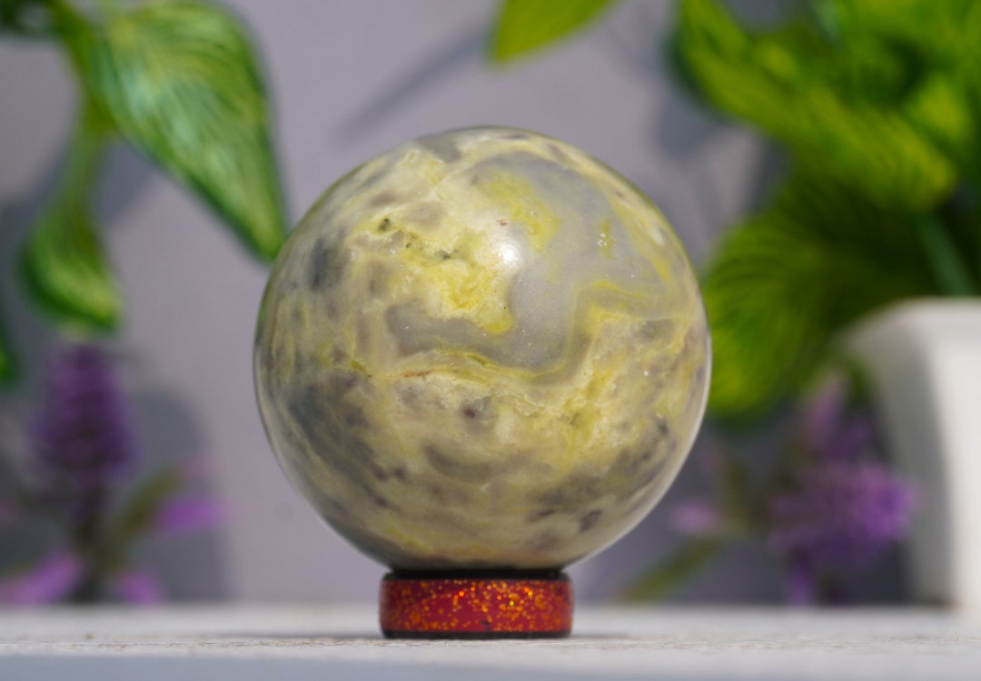 Beautiful 50MM Yellow Serpentine Stone Crystal Sphere Ball - Etsy