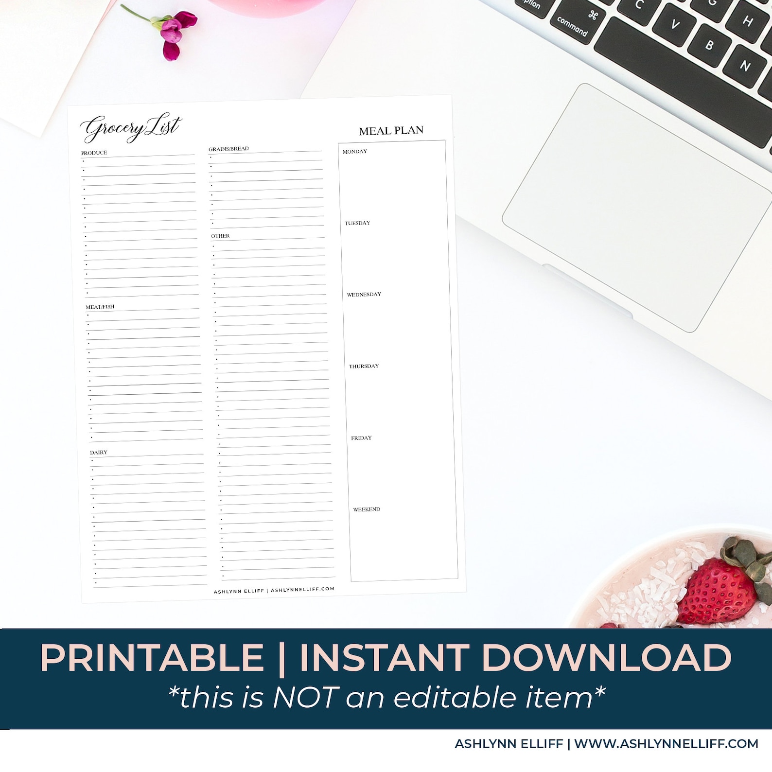 INSTANT DOWNLOAD | Printable Grocery List | Meal Planning Sheets | Meal ...