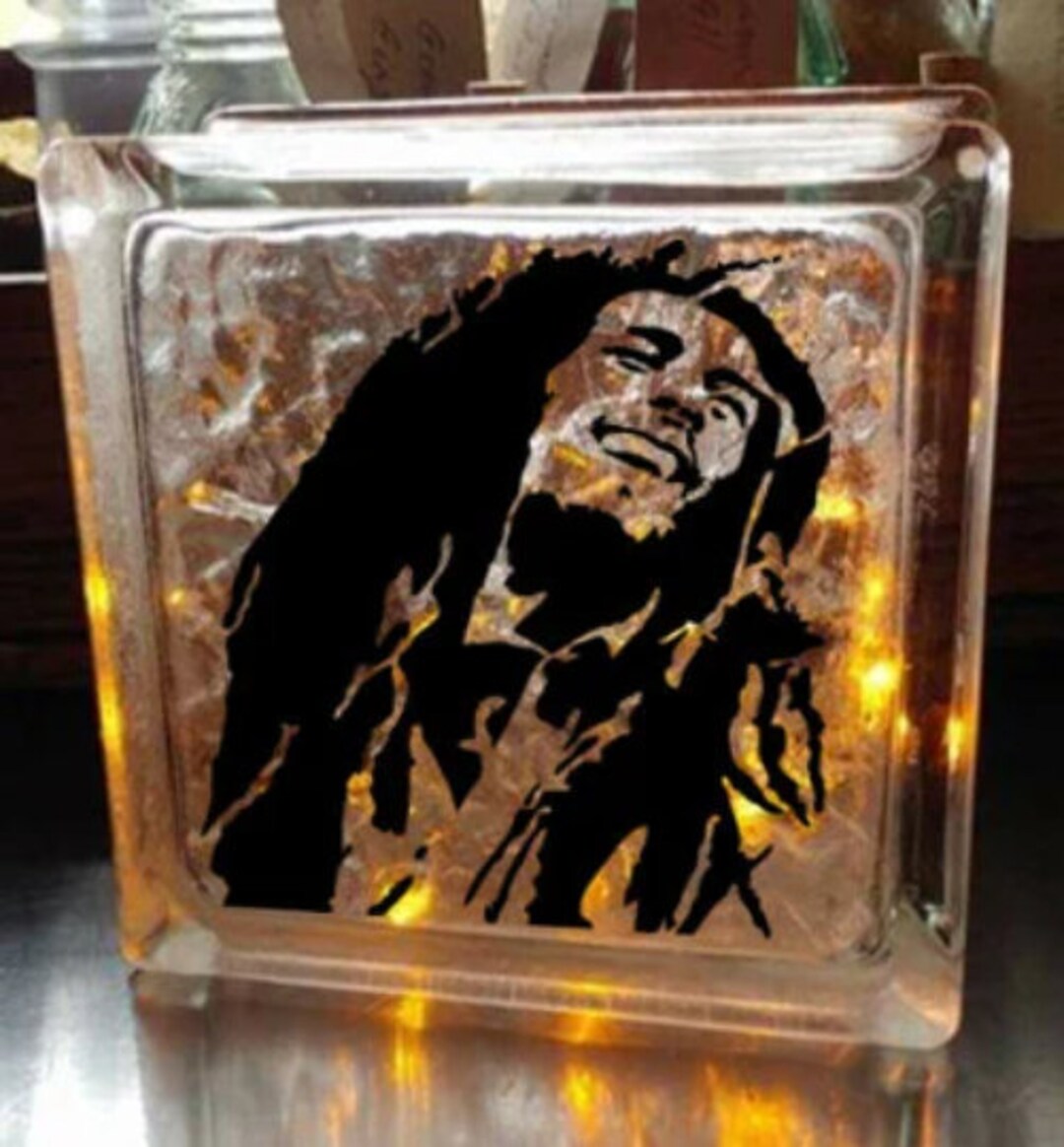 Bob Marley Glass Block Light With Decal - Etsy