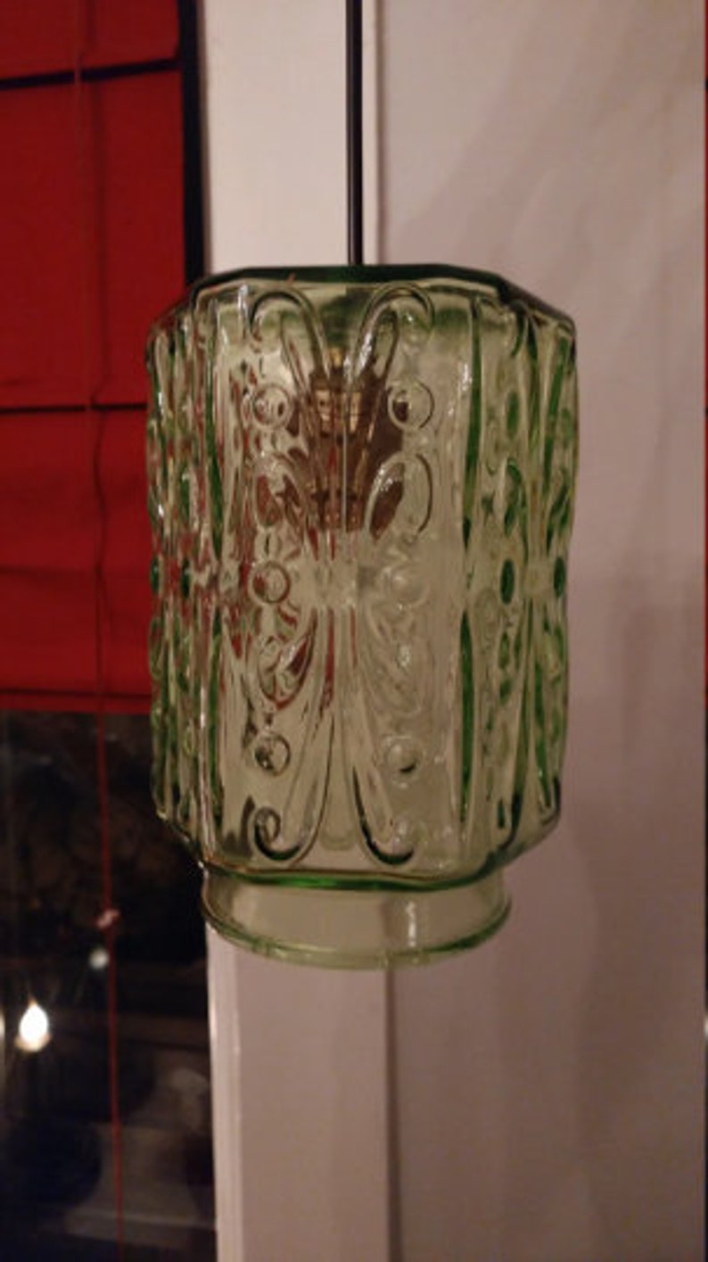 Green Glass Canister Light - Etsy
