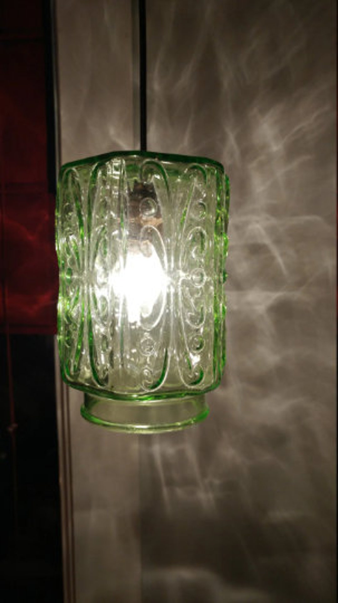 Green Glass Canister Light - Etsy