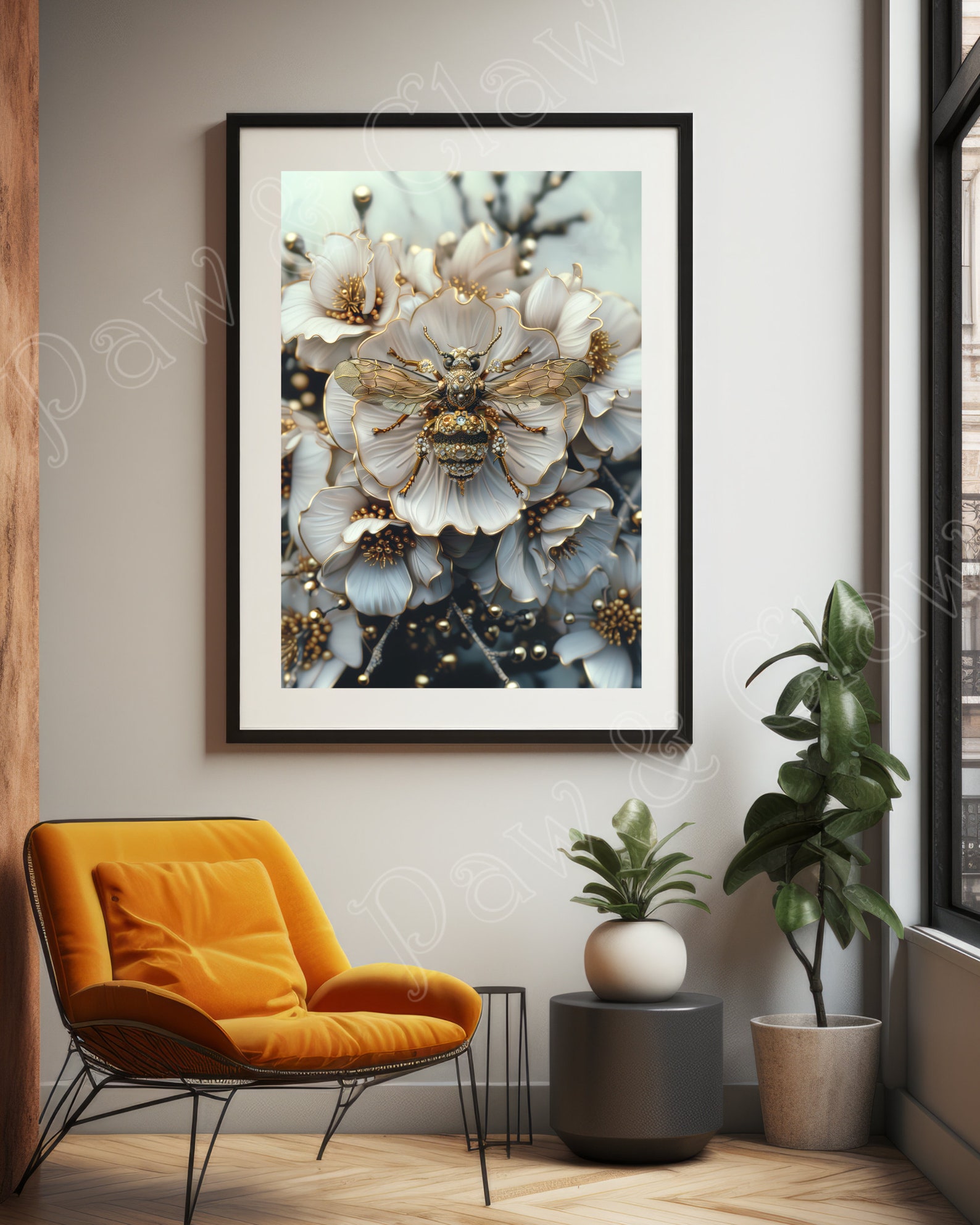 Jeweled Bee Instant Download Ornate Diamond Gold Decorated Insect ...