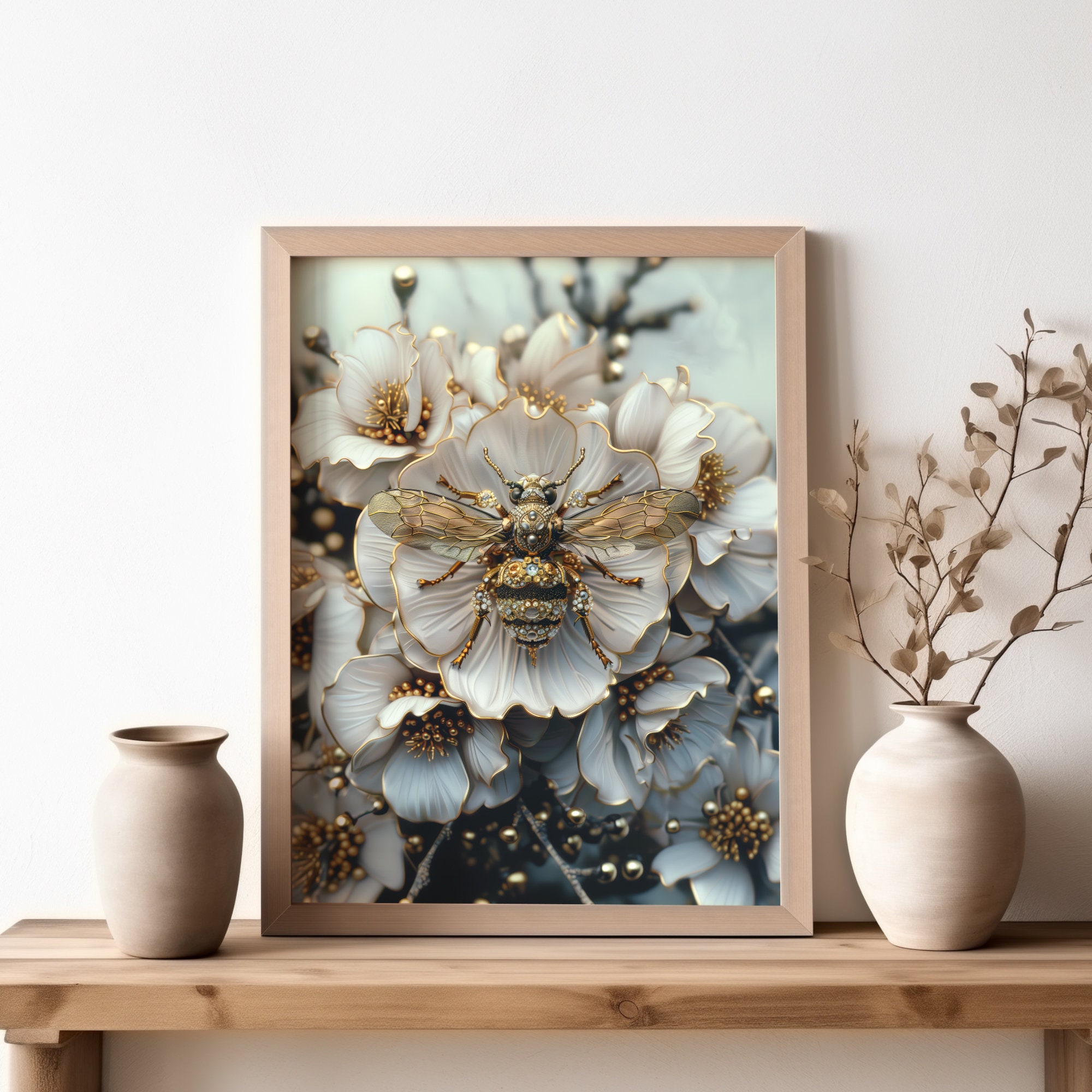 Jeweled Bee Instant Download Ornate Diamond Gold Decorated Insect ...