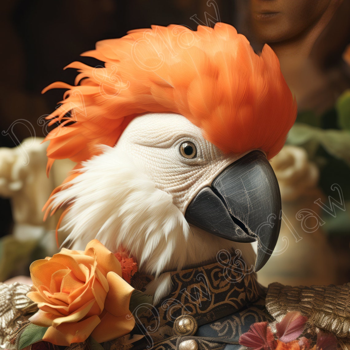 Colonel Parrot Digital Download Vintage Style Animal Portrait Print ...