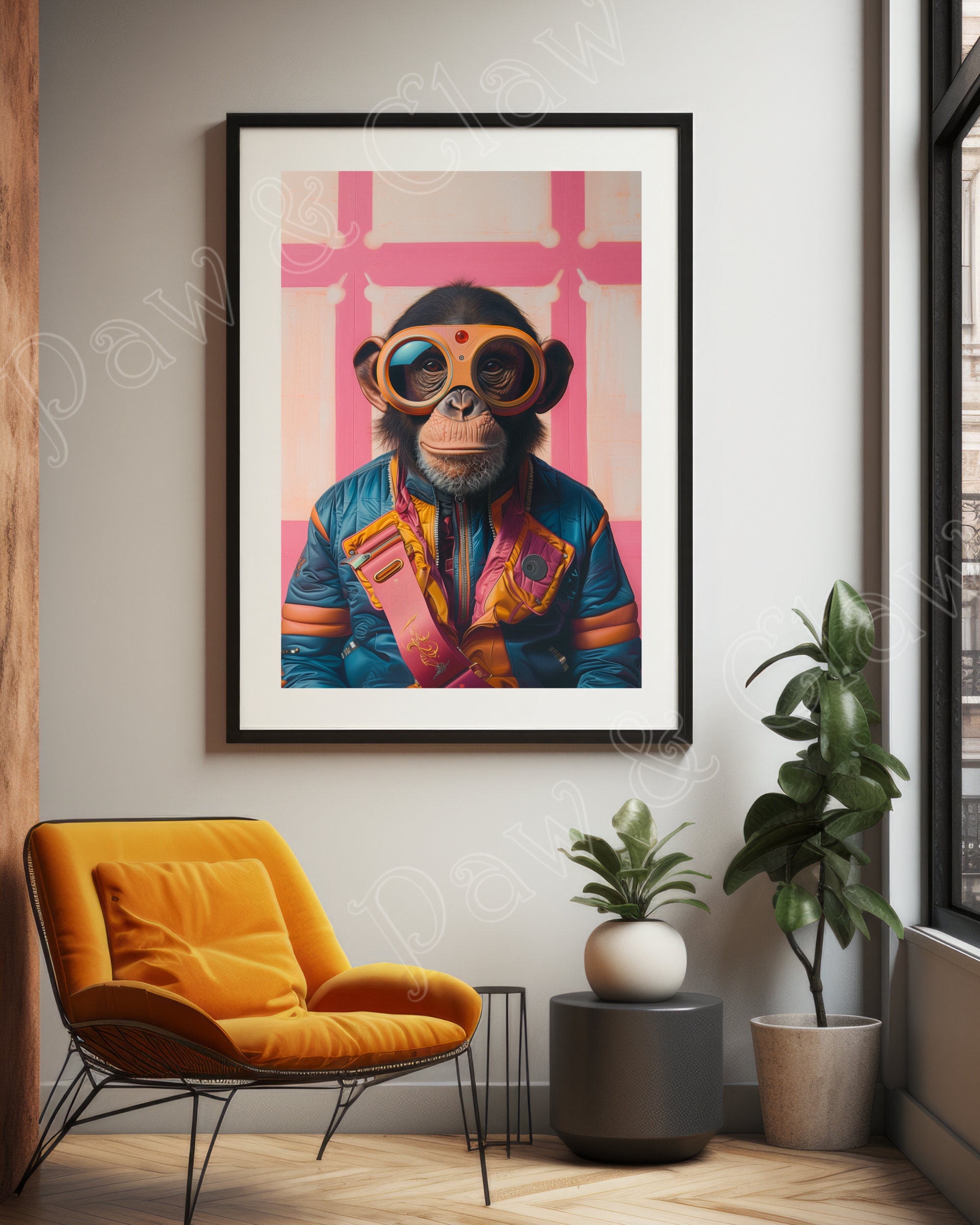 Funky Chimp in Cool Glasses Digital Download Home Wall Decor Art ...