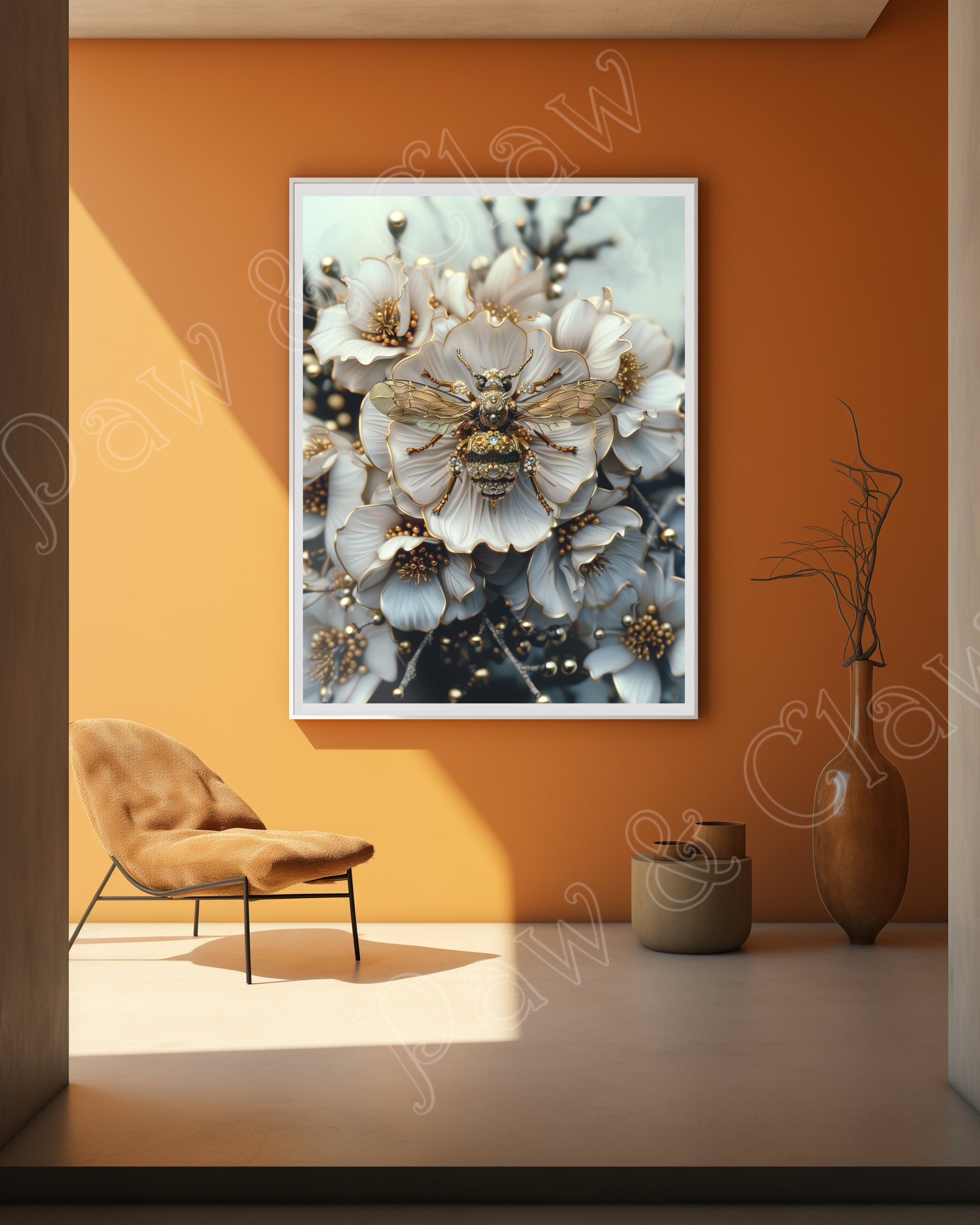 Jeweled Bee Instant Download Ornate Diamond Gold Decorated Insect ...
