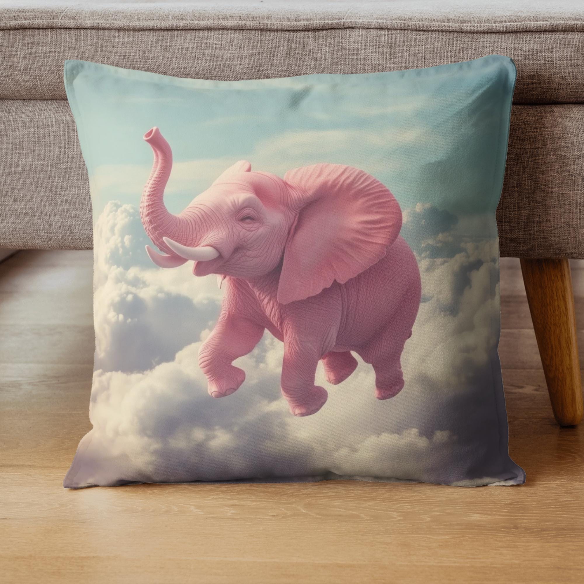 Pink Elephant Flying in the Clouds, Instant Download Original Boho Wall ...