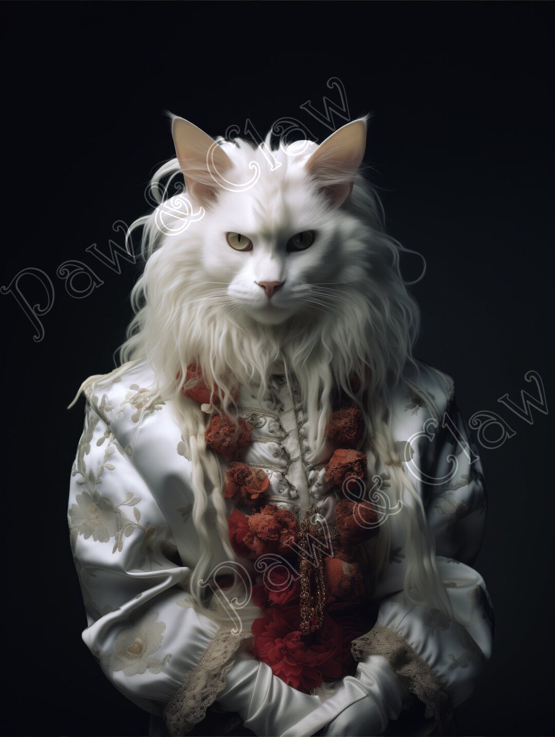 Cool White Cat in Vintage Couture Style Clothes Digital Download ...