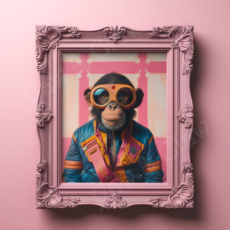 Funky Chimp in Cool Glasses Digital Download Home Wall Decor Art ...