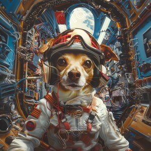 Space Dog Astronaut Eclectic Cosmic Art Home Decor Wall Art Aesthetic ...