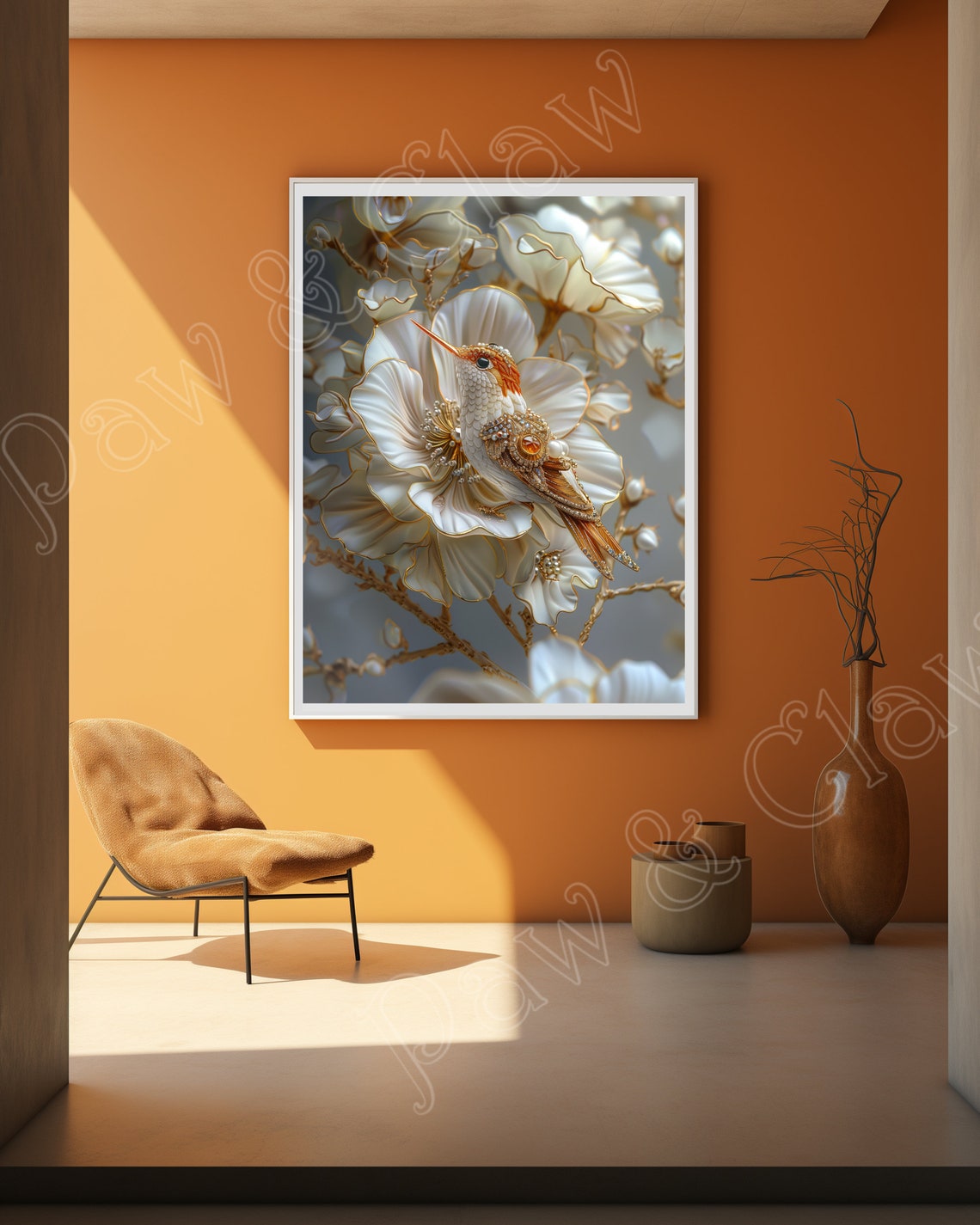 Jeweled Bird on Flowers Instant Download Ornate Diamond Decorated Bird ...