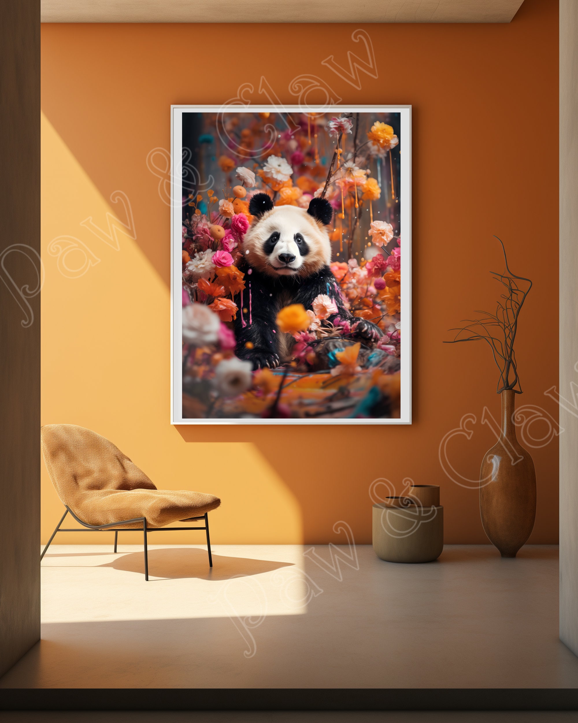 Painted Panda Art Print Digital Download Fun Quirky Wall Decor Animal ...