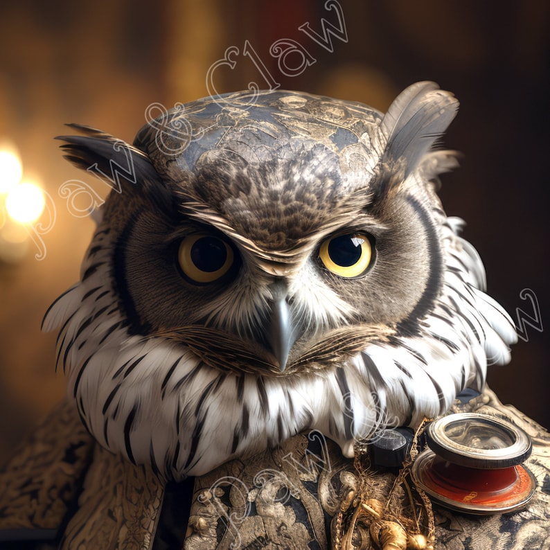 Mr Owl in Regency Style Clothing Vintage Art Print Instant Download Victorian Wall Decor Animal ...