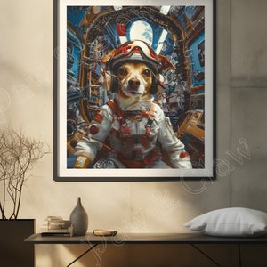 Space Dog Astronaut Eclectic Cosmic Art Home Decor Wall Art Aesthetic ...
