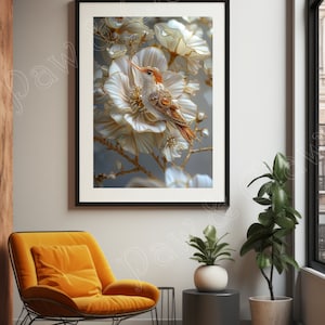 Jeweled Bird on Flowers Instant Download Ornate Diamond Decorated Bird ...