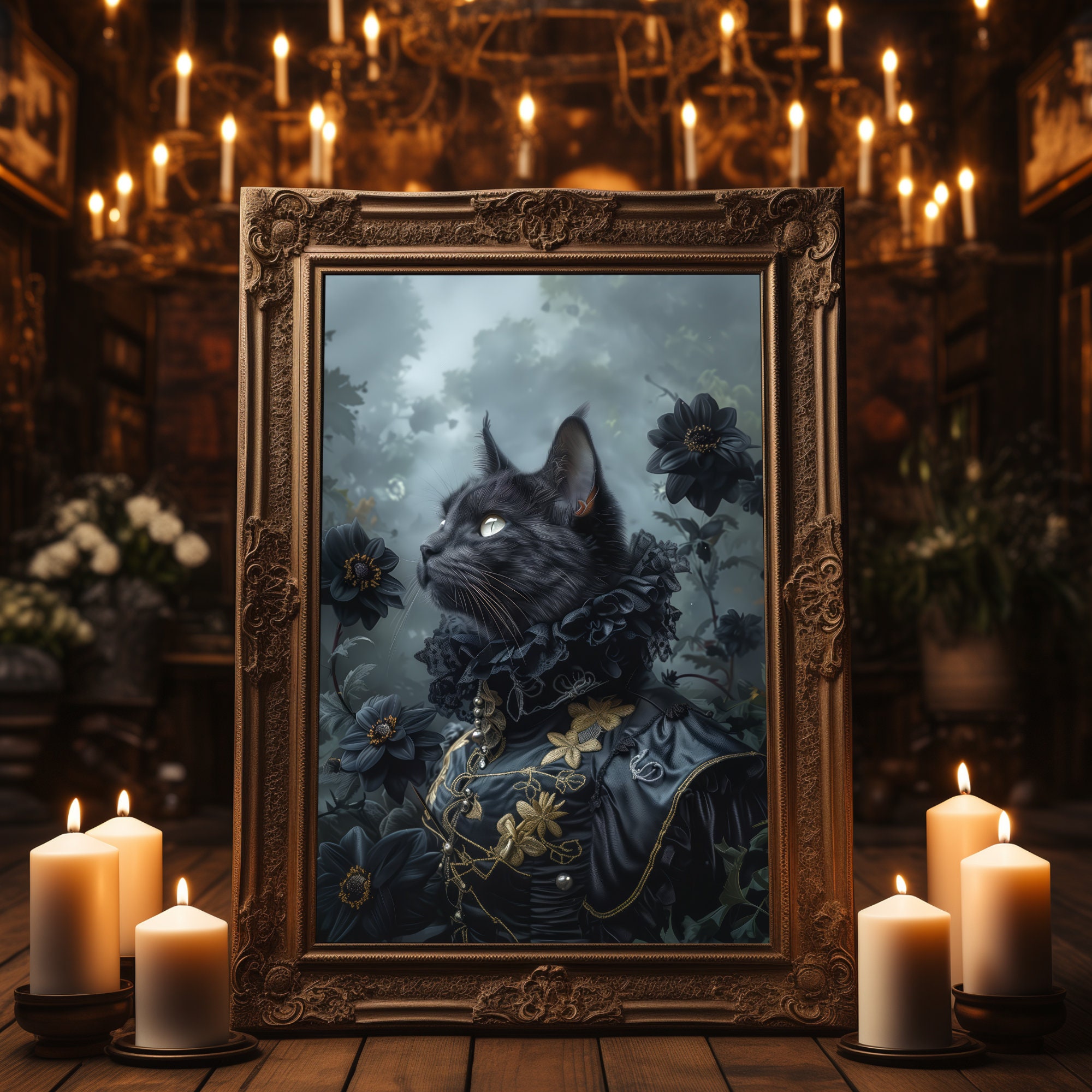Dark Duke Black Cat Digital Download Dark Academia Gothic Cat Decor ...