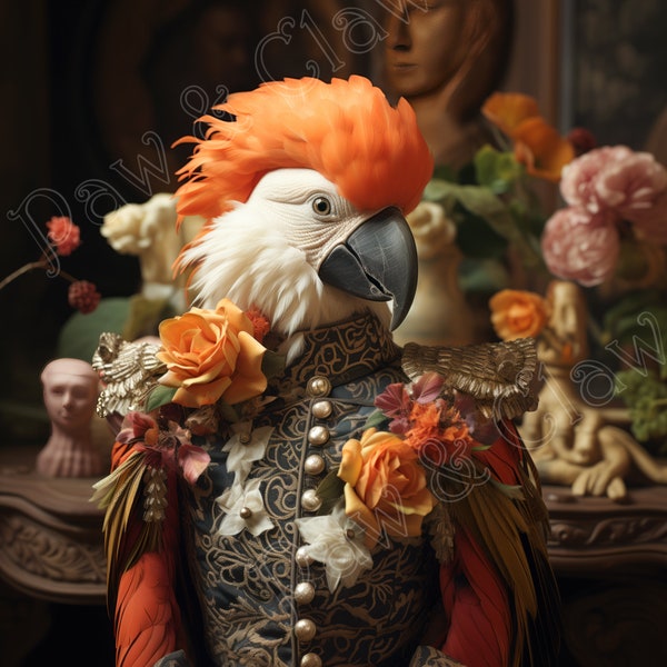 Jeweled Bird on Flowers Instant Download Ornate Diamond Decorated Bird ...