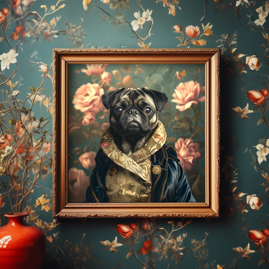 The Gentleman Pug Digital Download Antique Victorian Pet Portrait Pug ...
