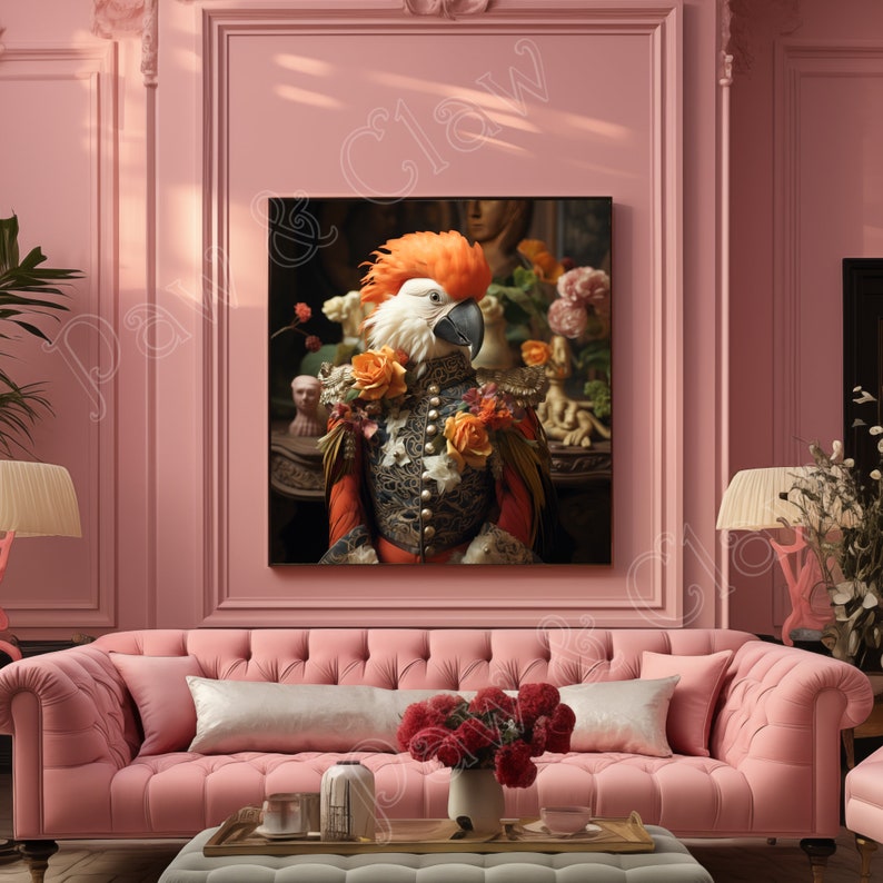 Colonel Parrot Digital Download Vintage Style Animal Portrait Print ...