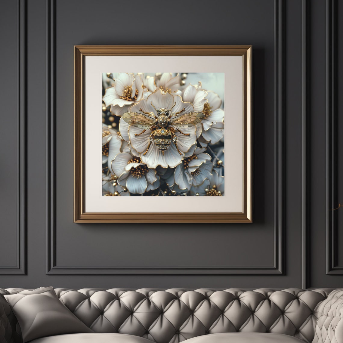 Jeweled Bee Instant Download Ornate Diamond Gold Decorated Insect ...