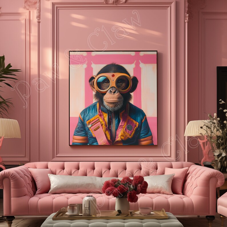 Funky Chimp in Cool Glasses Digital Download Home Wall Decor Art ...
