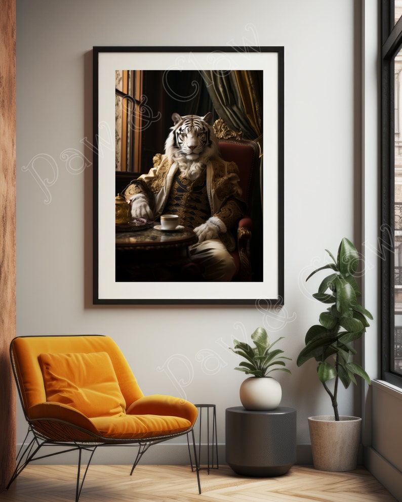 Cool White Tiger in Victorian Clothes Vintage Tiger Art Digital ...