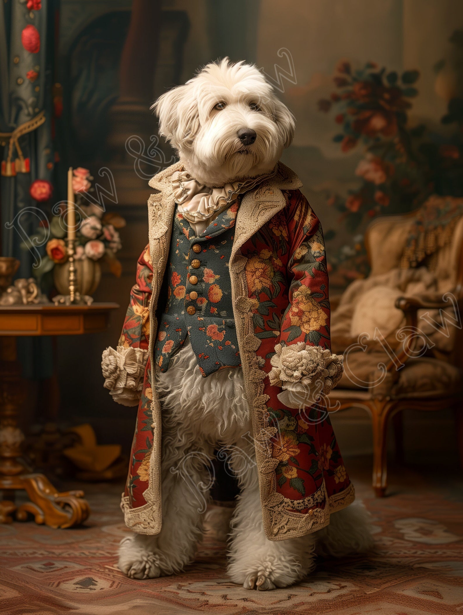 Old English Sheepdog in Victorian Style Clothes Digital Download ...